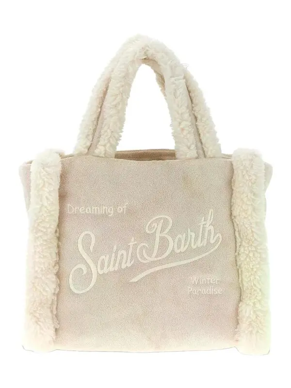 MC2 SAINT BARTH Shearling Embroidery Mini Bag - Neutrals
