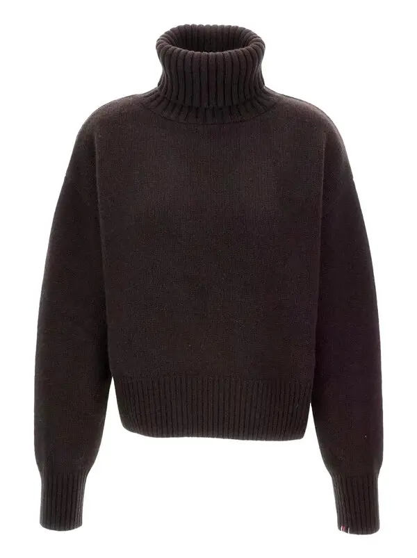 EXTREME CASHMERE X Turtleneck Ribbed Cashmere Sweater - Brown