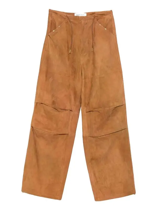 DARKPARK Suede Palazzo Trousers - Brown