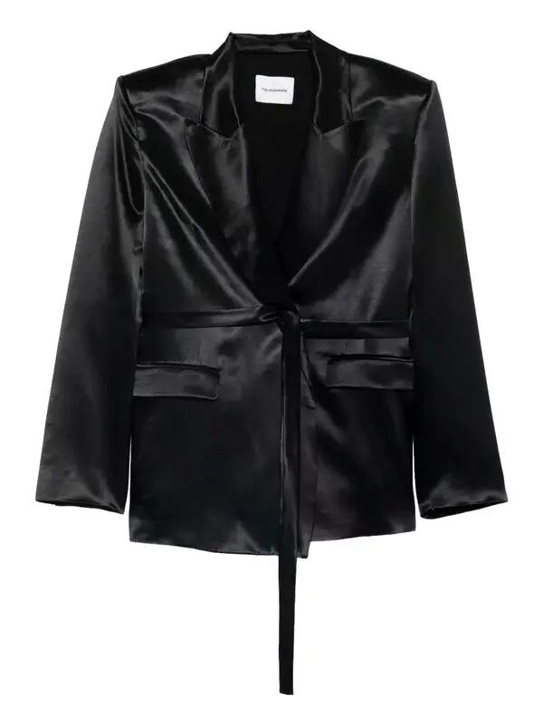 Andamane Tie-waist Blazer With Pockets - Black
