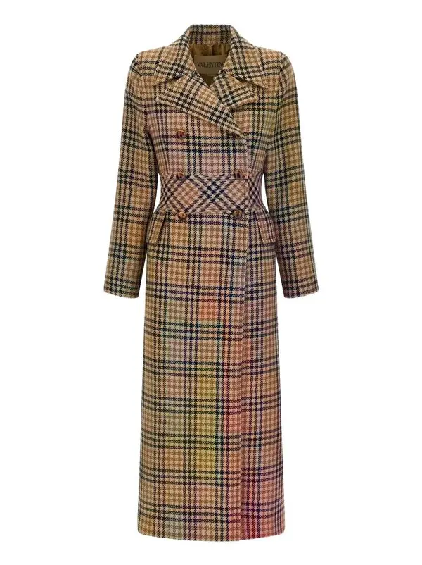 Valentino Garavani Houndstooth Wool Coat - Brown