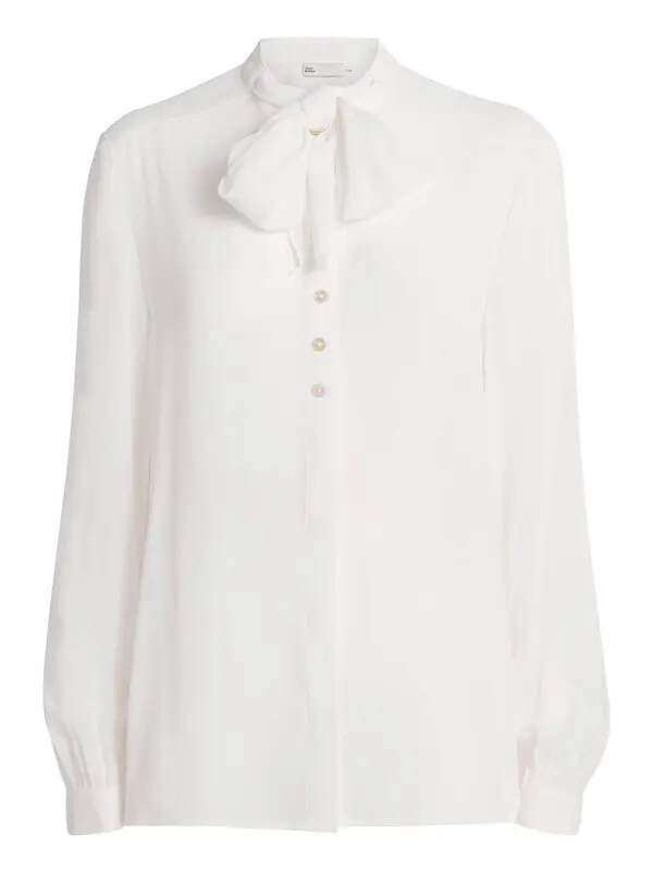 Tory Burch Georgette Bow Blouse - Ivory