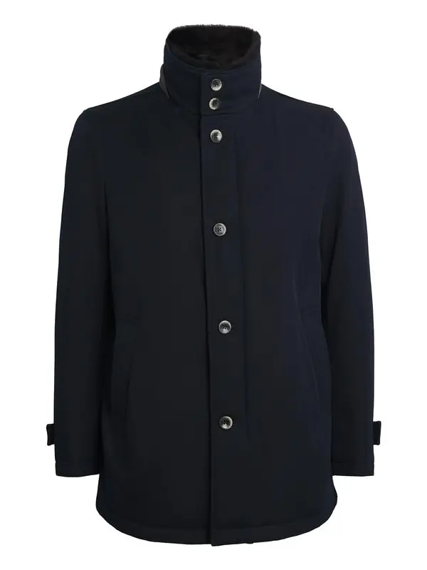 Herno Wool Car Coat - Navy