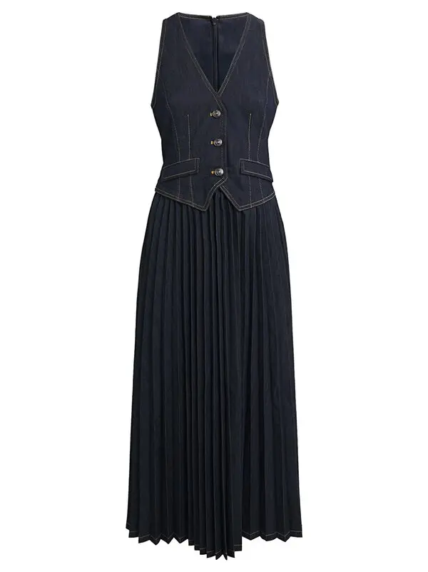 Cinq À Sept Denim Esther Midi Dress - Navy