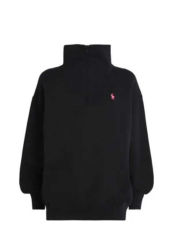 Polo Ralph Lauren Cotton-blend Fleece Quarter-zip Sweater - Black