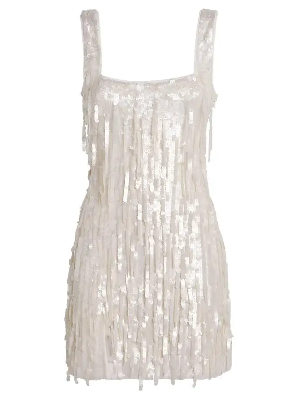 Staud Sequin Le Sable Mini Dress - White
