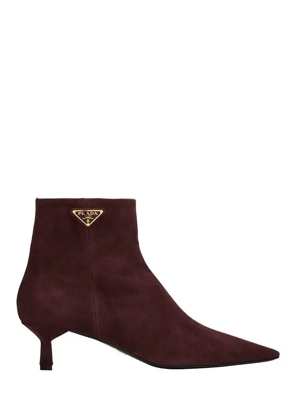 Prada 55mm Triangle Suede Booties - Dark Red