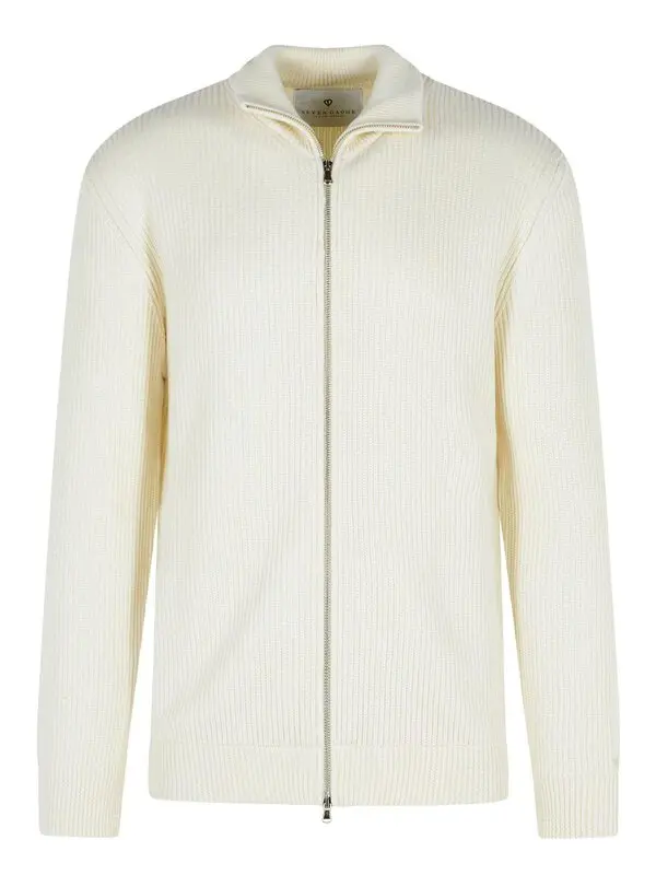 SEVEN GAUGE Wool Zip-up Sweater - Beige