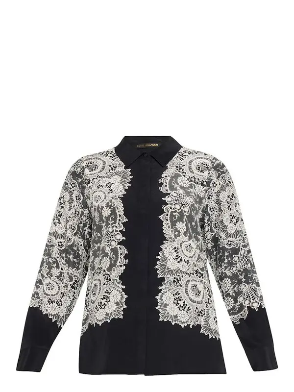 Kobi Halperin Willa Lace-print Silk Blouse - Black Multi