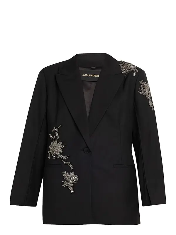 Kobi Halperin Lariz Crystal Applique Single-button Jacket - Black