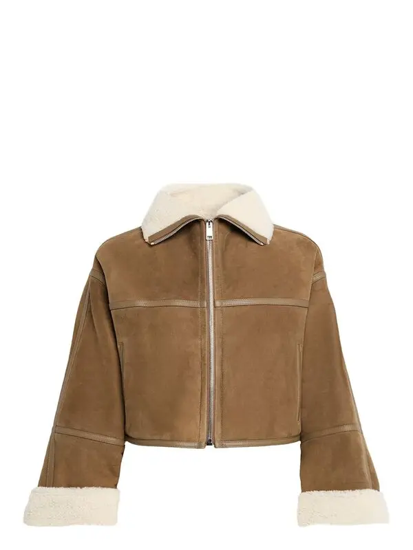 YVES SALOMON Suede Merino Lambskin Cropped Jacket - Chouquette