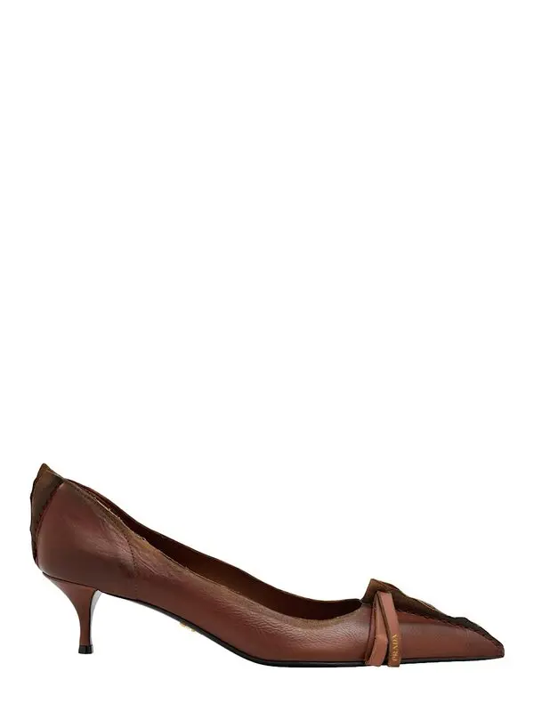 Prada Distressed Leather Pointed-toe Pumps - Brown
