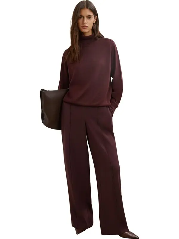 REISS Wendy Wool Roll-neck Jumper - Burgundy