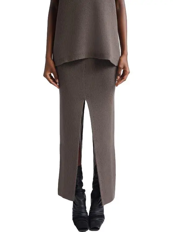 Rick Owens Concordian Sliced Wool Knit Skirt - Darkdust