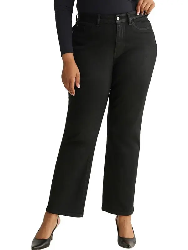 Warp + Weft High Waist Straight Leg Jeans - Coated Noir
