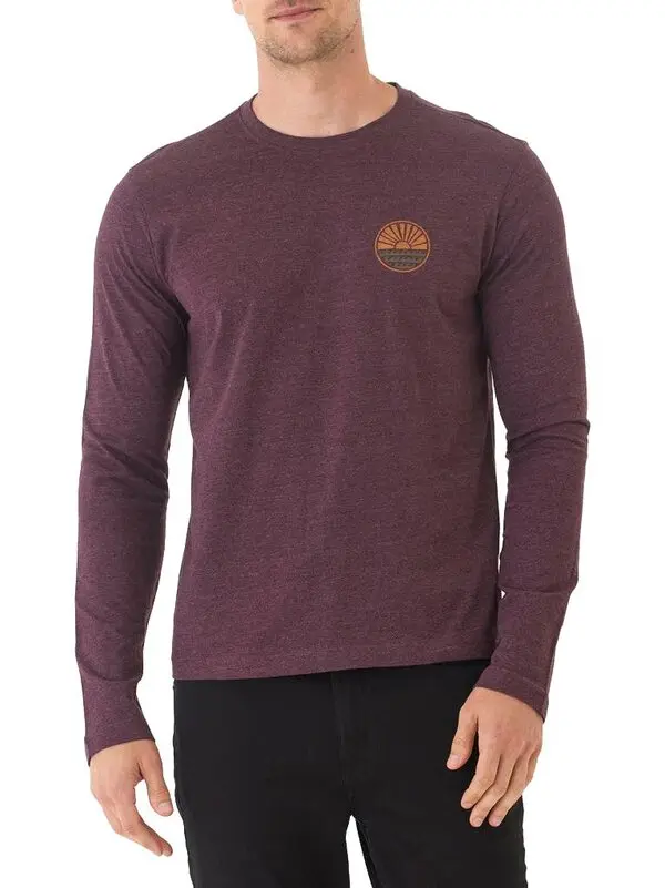 THREADS 4 THOUGHT Round Horizon Soft Wash Cotton Blend Graphic Long Sleeve T-shirt - Ultra Maroon
