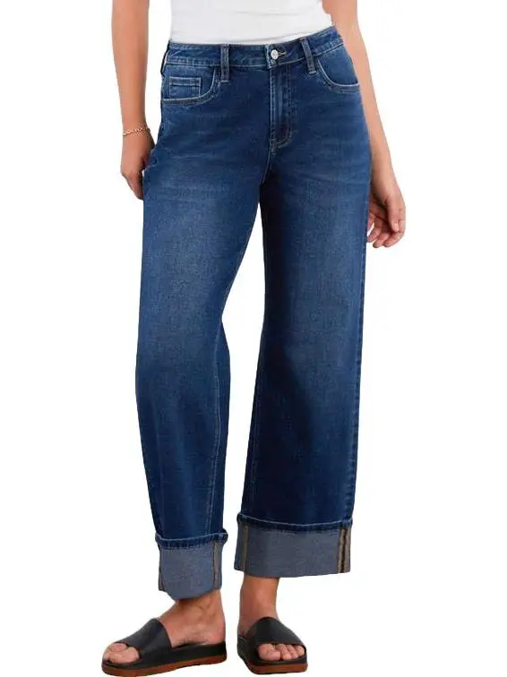 HINT OF BLU High-waist Wide-leg Jeans - Deep Blue