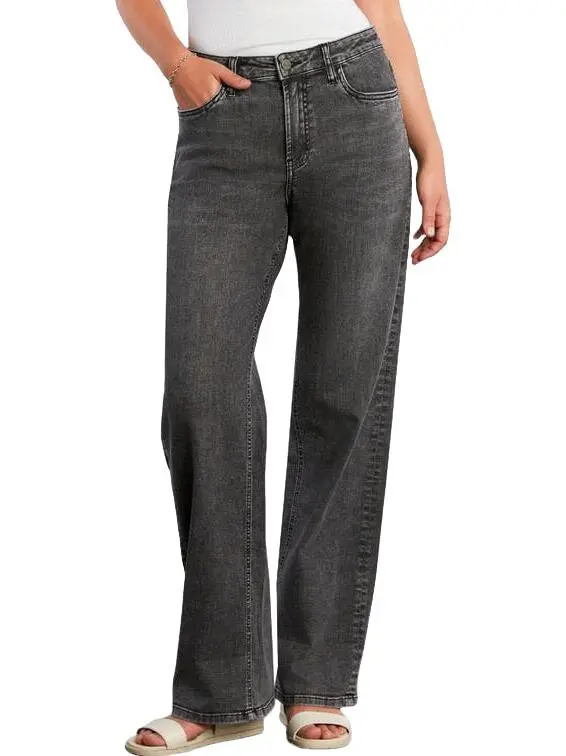 HINT OF BLU High-waist Wide-leg Jeans - Field Grey
