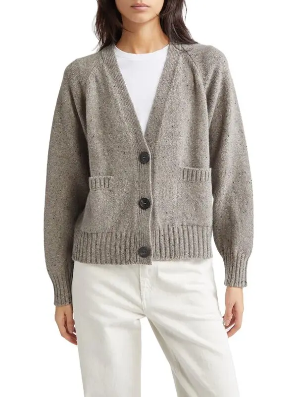 Johnstons Of Elgin Donegal Relaxed Cashmere V-neck Cardigan - Ash