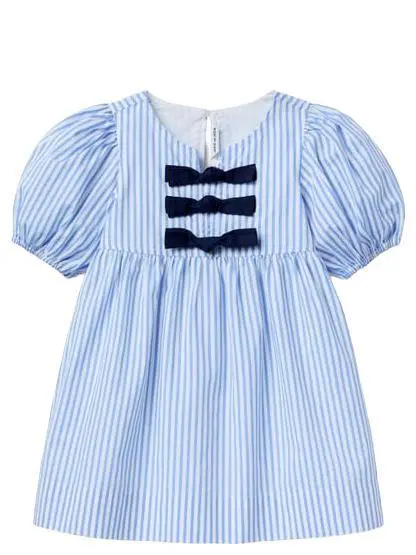 Janie And Jack Striped Bow Dress - Blue