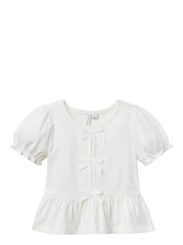 Janie And Jack Bow Peplum Top - White