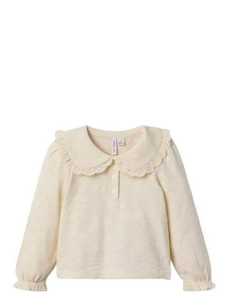 Janie And Jack Lace Collared Top - Beige