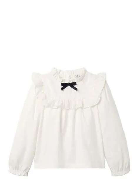 Janie And Jack Ruffle Trim Bow Top - Beige