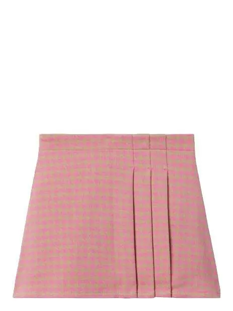 Janie And Jack Houndstooth Pleated Skirt - Pink