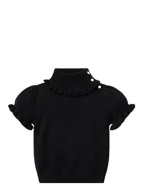 Janie And Jack Turtleneck Puff Sleeve Sweater Top - Black