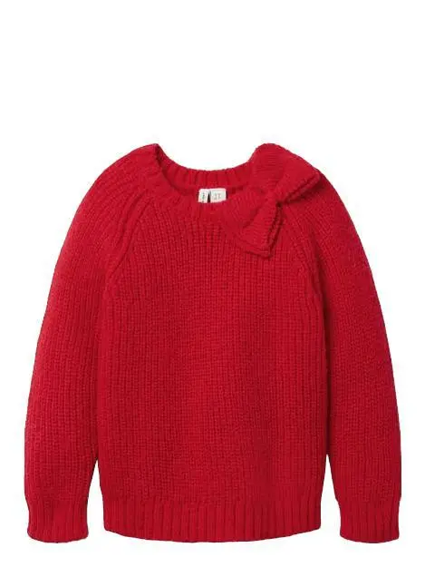 Janie And Jack Ribbed Knit Bow Sweater - Red