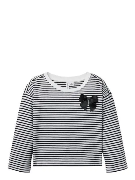 Janie And Jack Striped Bow Top - Black