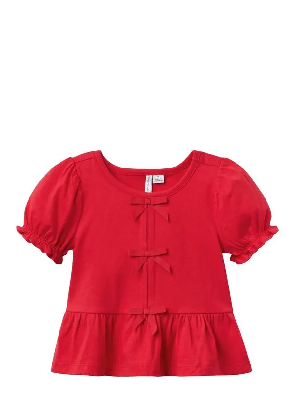 Janie And Jack Bow Peplum Top - Red