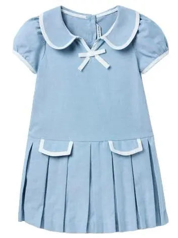 Janie And Jack Oxford Pleated Dress - Blue