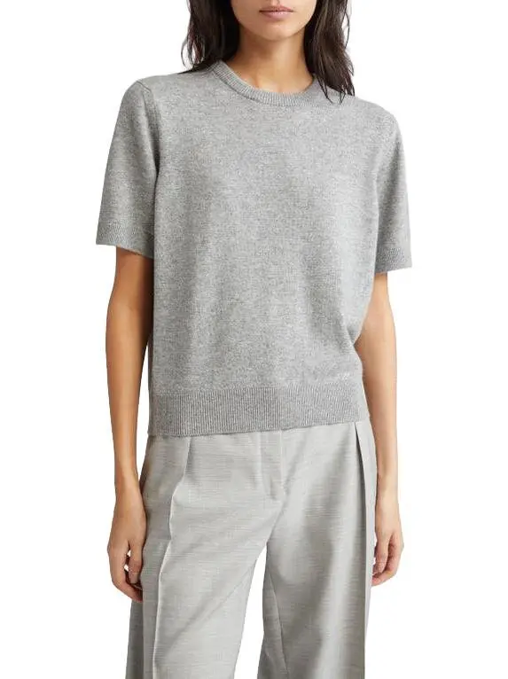 Johnstons Of Elgin Classic Cashmere Short Sleeve Sweater - Light Grey