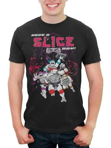 TEENAGE MUTANT NINJA TURTLES Have A Slice Day Sketch Art Graphic T-shirt - Black