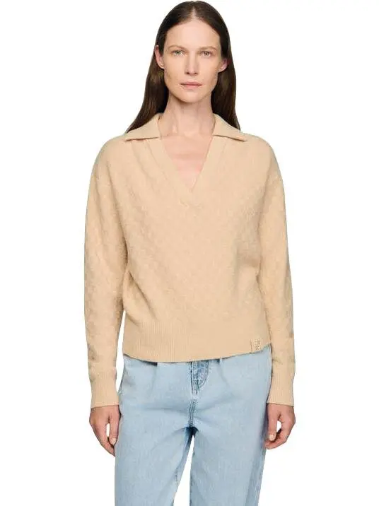 Sandro Polo-neck Fine Knit Sweater - Beige