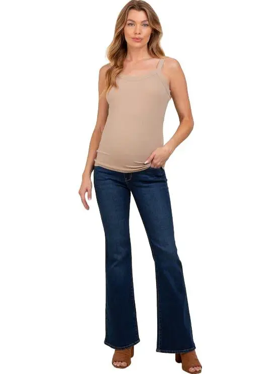 PINKBLUSH Flare Leg Maternity Jeans - Navy Blue