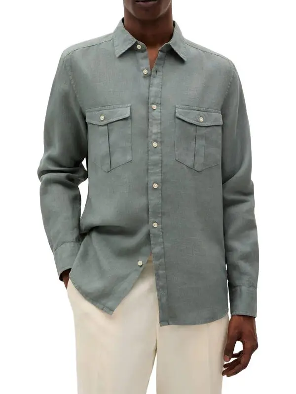 SCALPERS Country Linen Pockets Shirt - Green