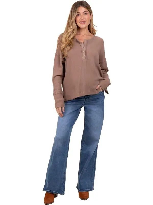 PINKBLUSH Washed Wide Leg Maternity Jeans - Blue