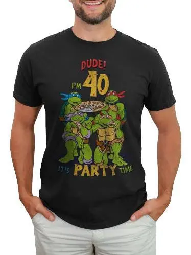 TEENAGE MUTANT NINJA TURTLES 40th Birthday Pizza Party Graphic T-shirt - Black