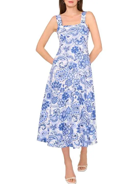 Vince Camuto Paisley Print Tiered Maxi Dress - Serene Sky
