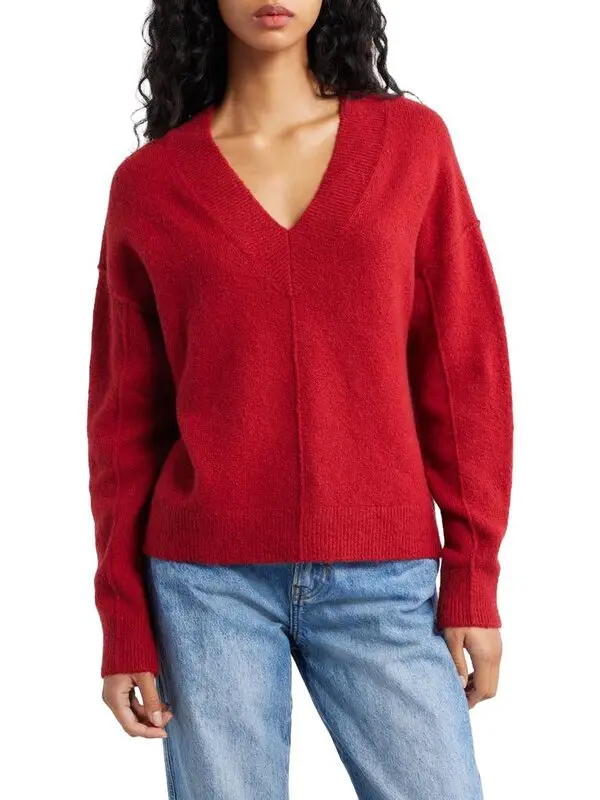 Madewell Calina Deep V-neck Sweater - Wild Cranberry