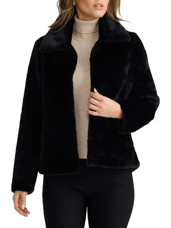 BRAVE+TRUE Steinway Faux Fur Jacket - Black