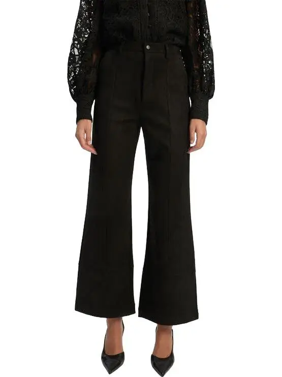 Bardot Marlowe Faux Suede Wide Leg Pants - Black