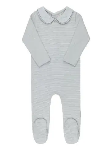ELY'S & CO. Ribbed Embroidered Collar Footie - Blue