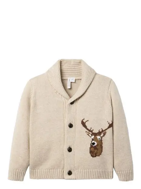 Janie And Jack Deer Shawl Cardigan - Beige