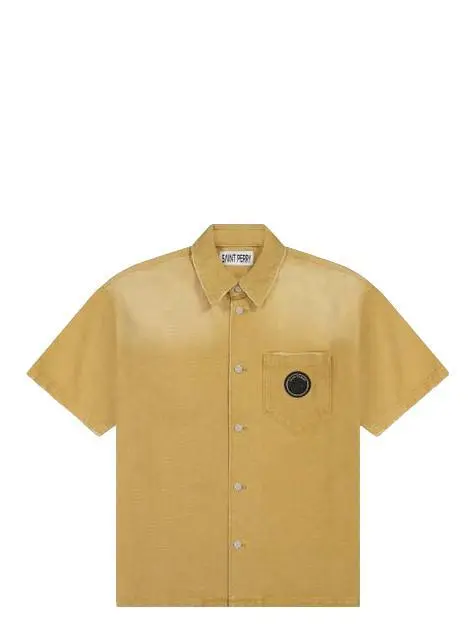 SAINT PERRY Worn Bull Denim Shirt - Beige