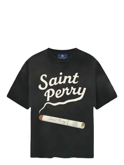 SAINT PERRY The Weight Of Whispered Legends" Double Jersey Cotton T-shirt - Black