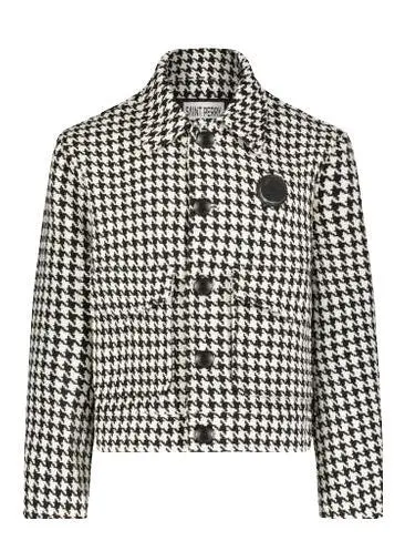 SAINT PERRY Houndstooth Boxy Fit Jacket - Black & White