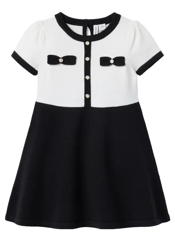 Janie And Jack Sweater Dress With Bow Detail - Black